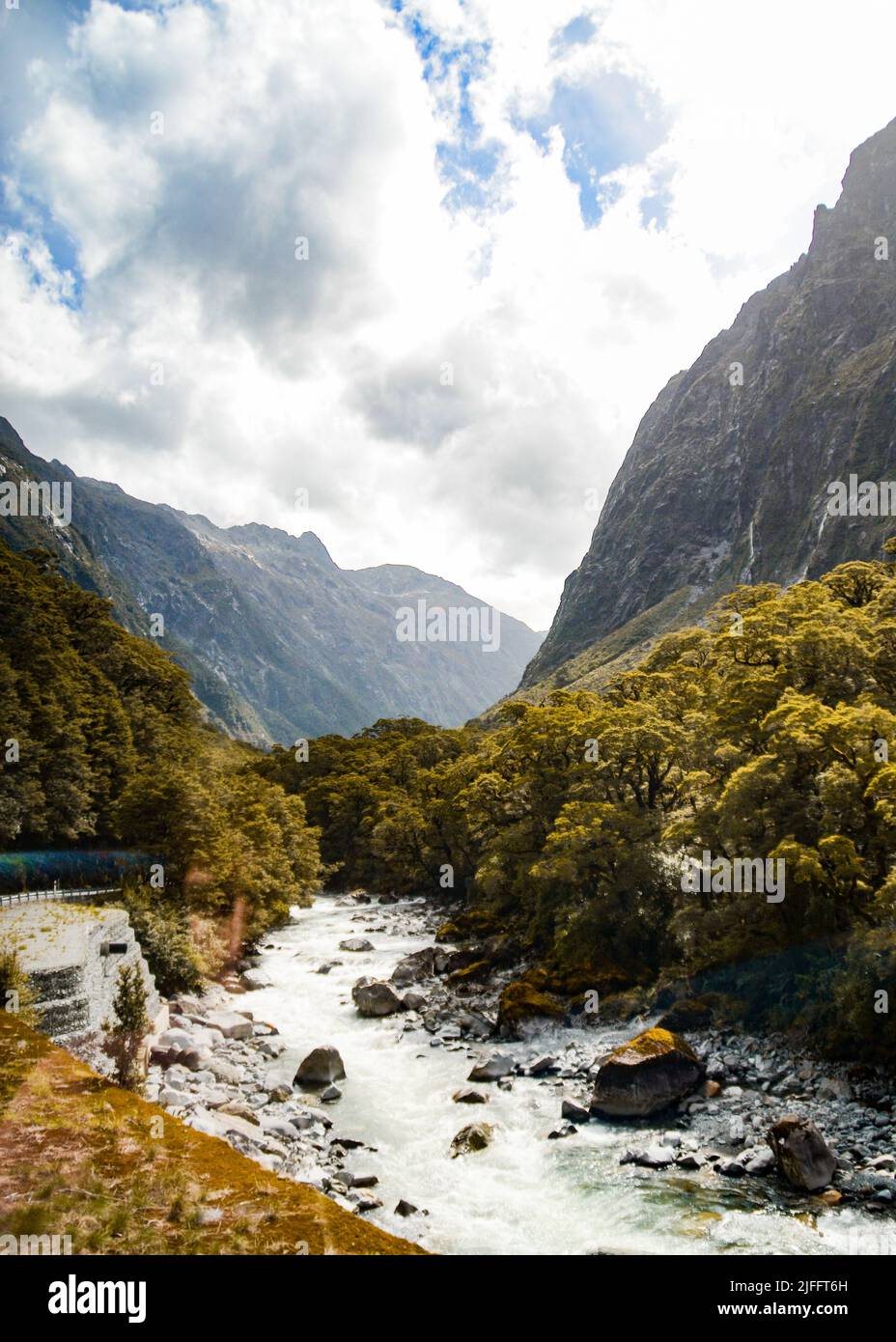 A scenery of Milford Sound waterfalls in New Zealand Stock Photo - Alamy