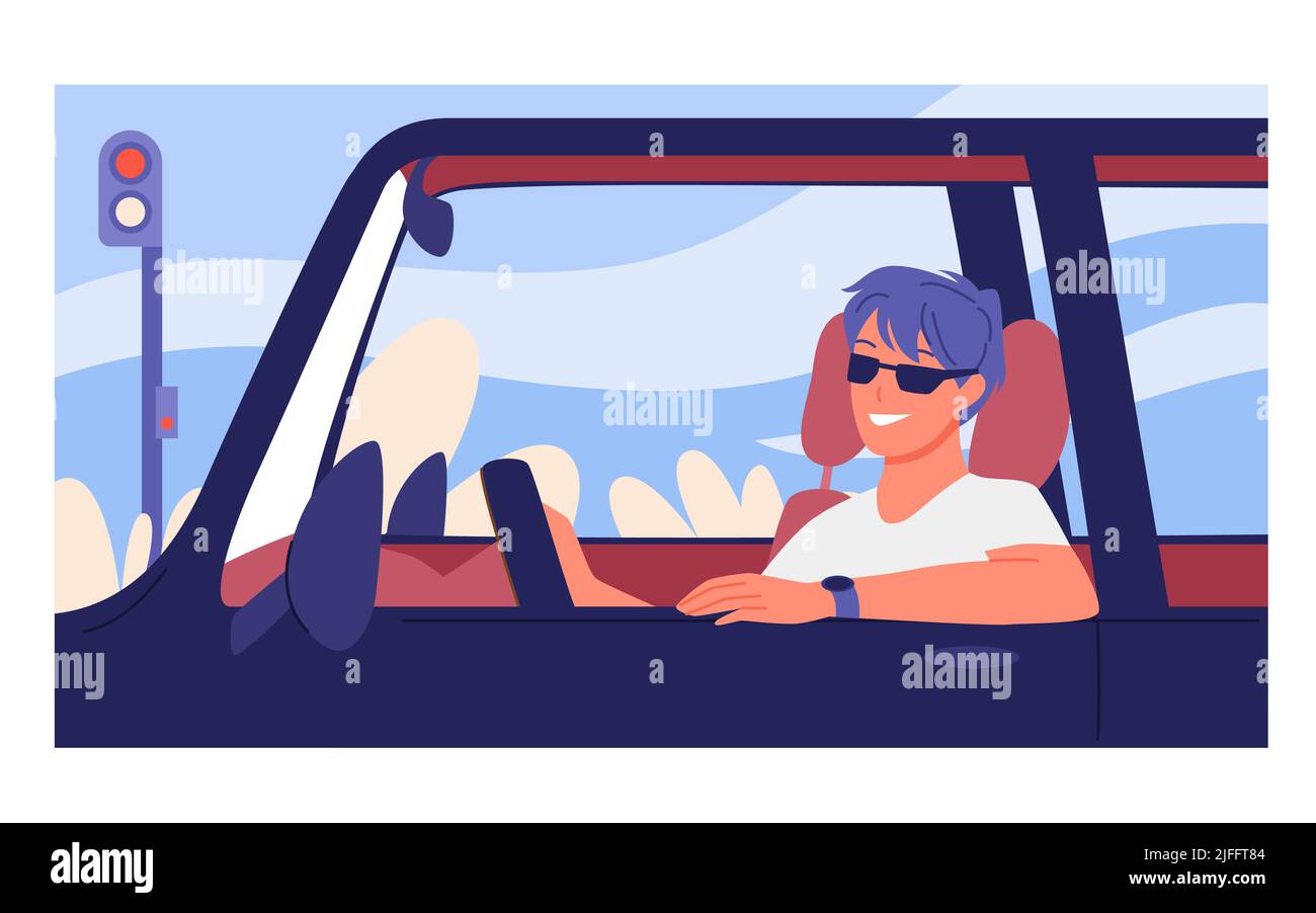 Car driving city road Cut Out Stock Images & Pictures - Alamy