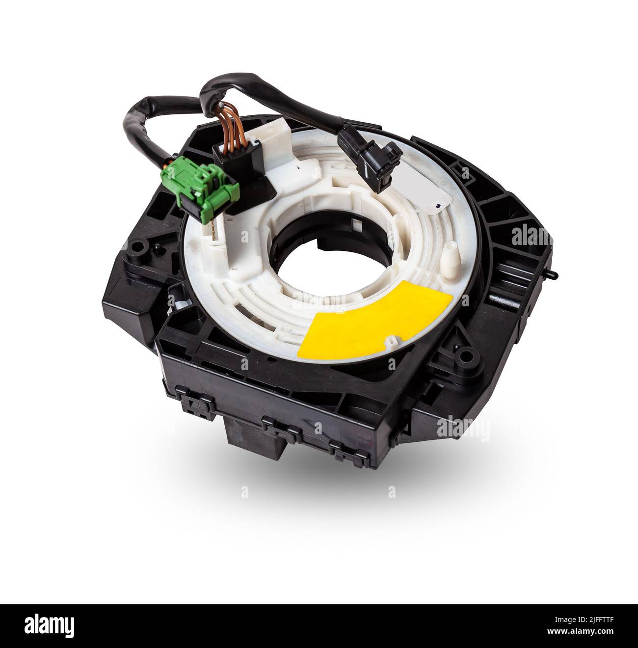 Steering angle sensor disassembled on a white isolated background ...