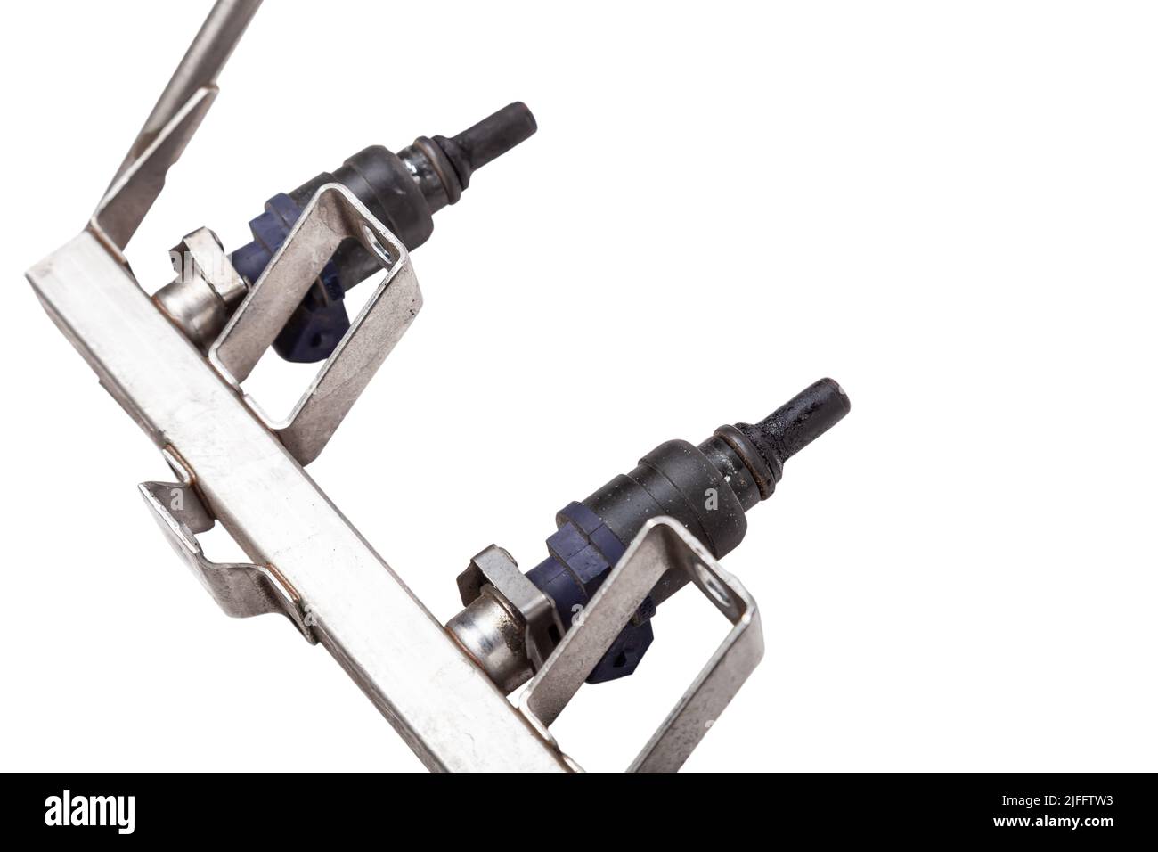 Close-up on a car fuel injector for supplying gasoline to cylinder ...