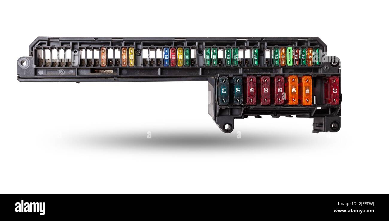 Automotive fuses box in different colors and each color is responsible ...