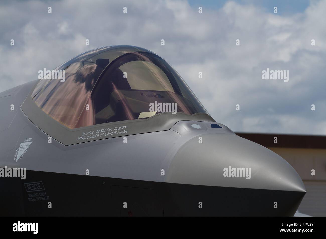 The cockpit canopy of a USAF Lockheed Martin F-35 Lightning II fighter ...
