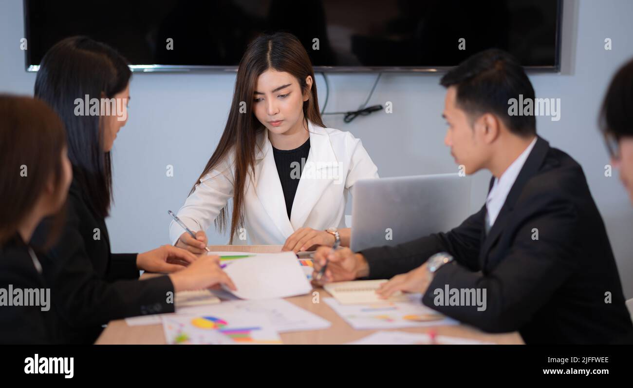 Group of asian young business people Meeting Conference working and ...