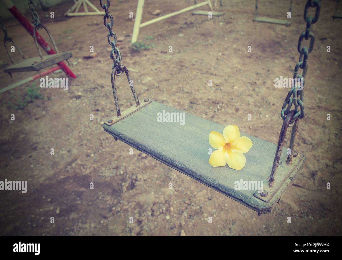Retro style empty chain swing Stock Photo - Alamy