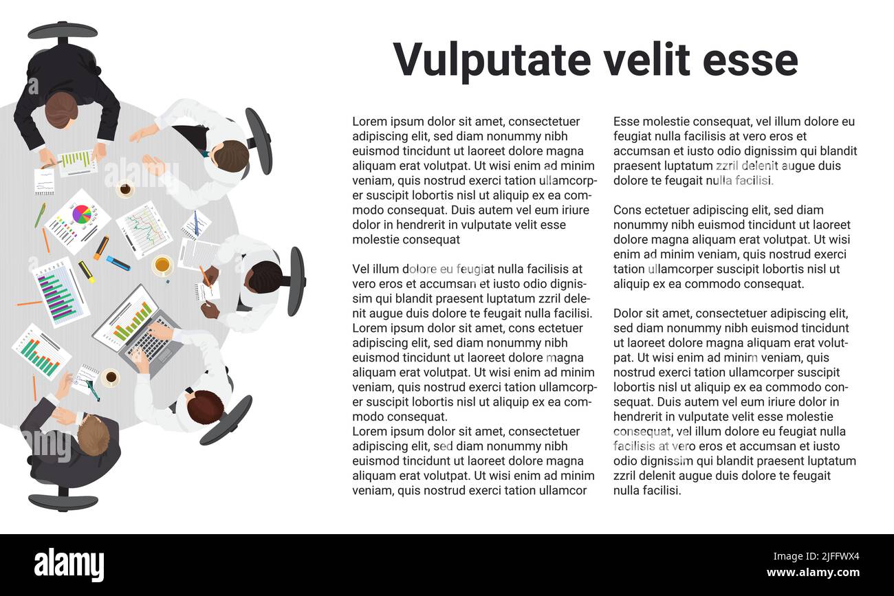 Aerial top view of business people meeting at round table. Business ...