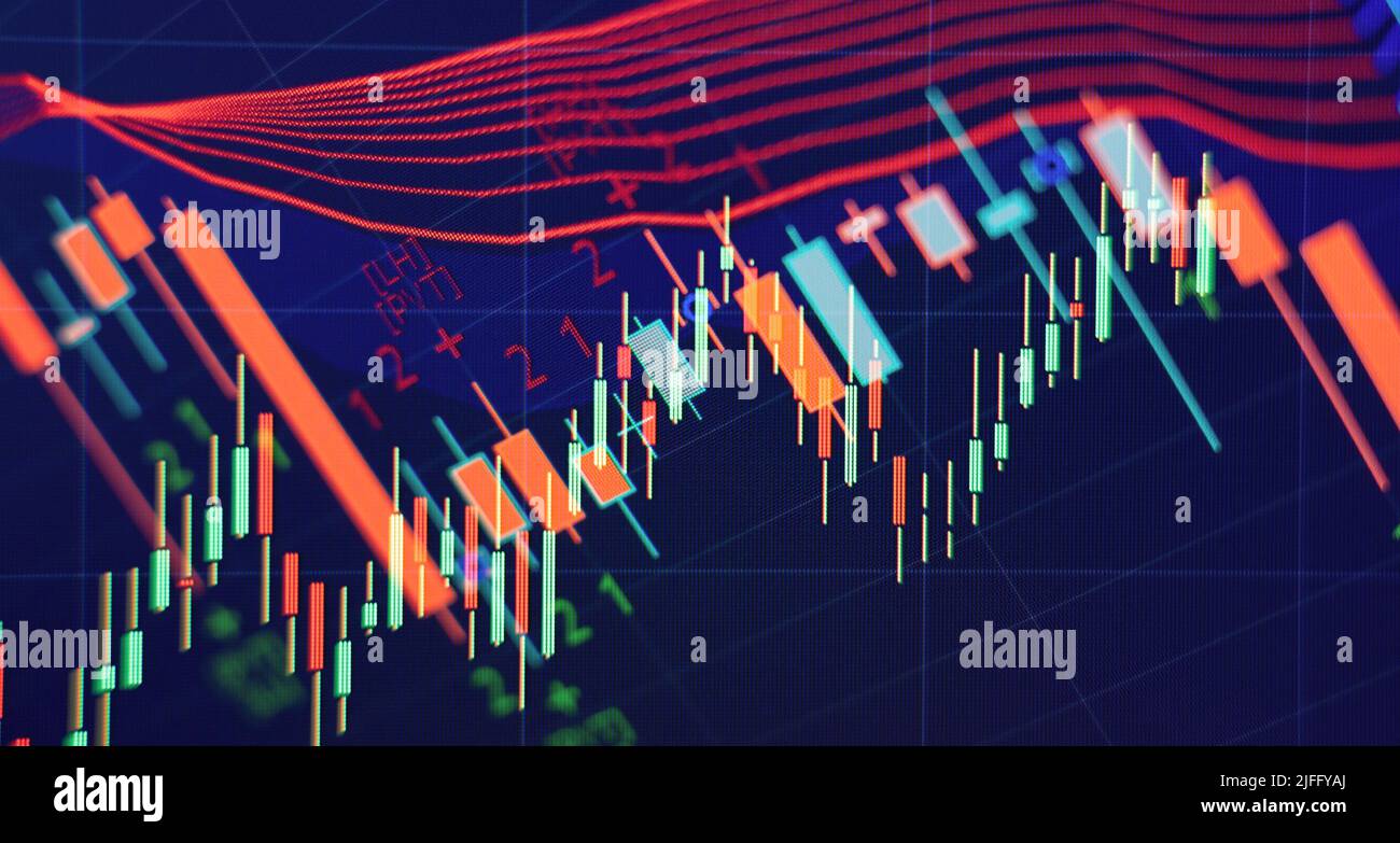Business graph charts of financial instruments with various type of ...