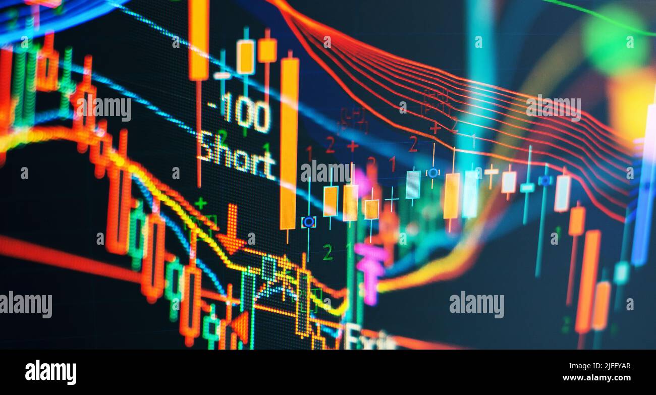 Business graph charts of financial instruments with various type of ...