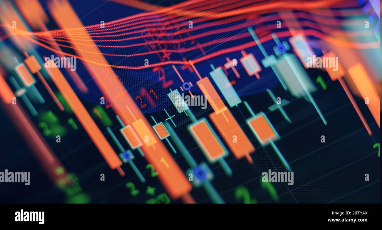 Business graph charts of financial instruments with various type of ...