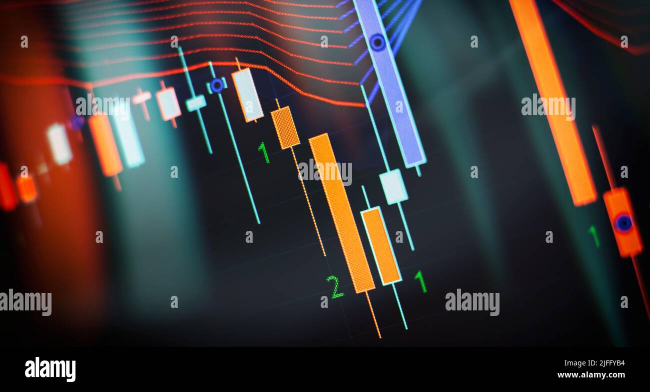 Business graph charts of financial instruments with various type of ...