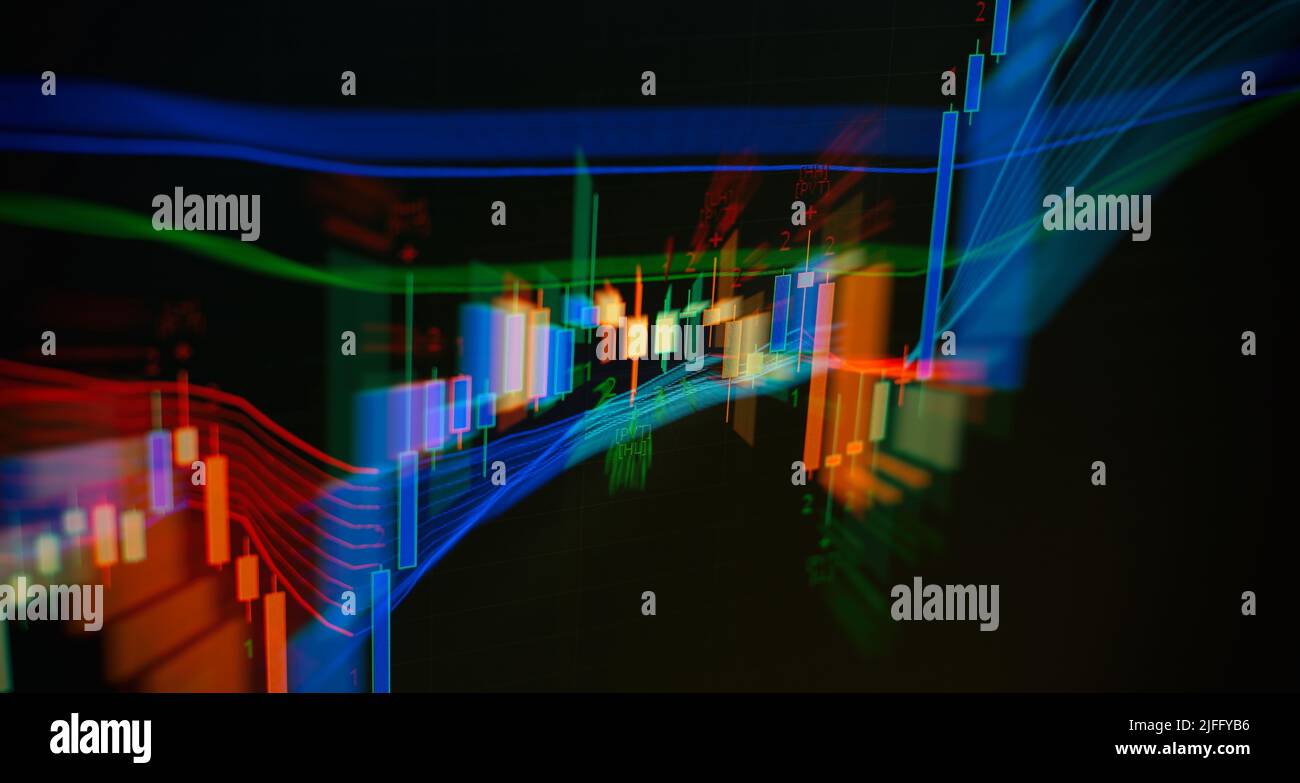 Concept investment. Moving average graph .Stock market graph on ...