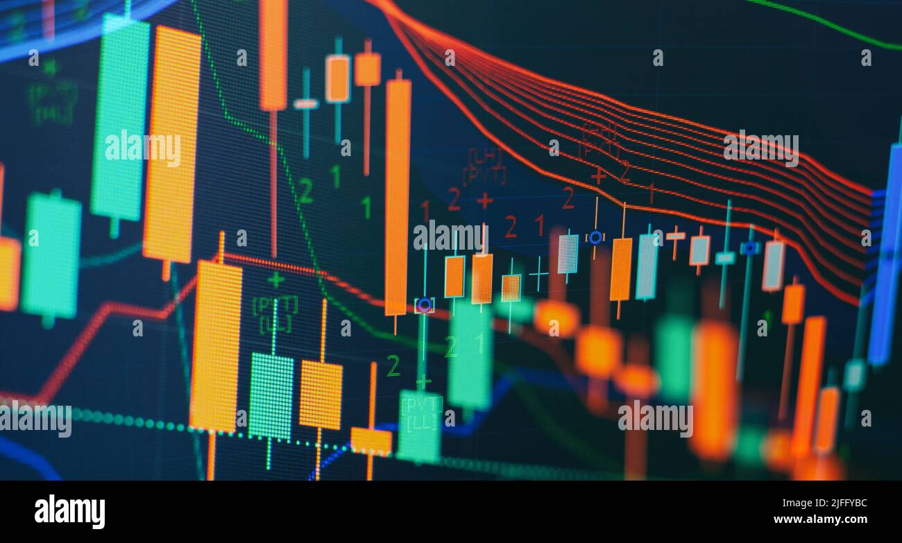 Business graph charts of financial instruments with various type of ...