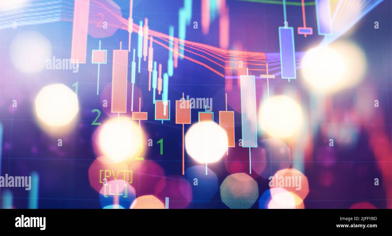 Chart on LED display concept. A large display of daily stock market ...