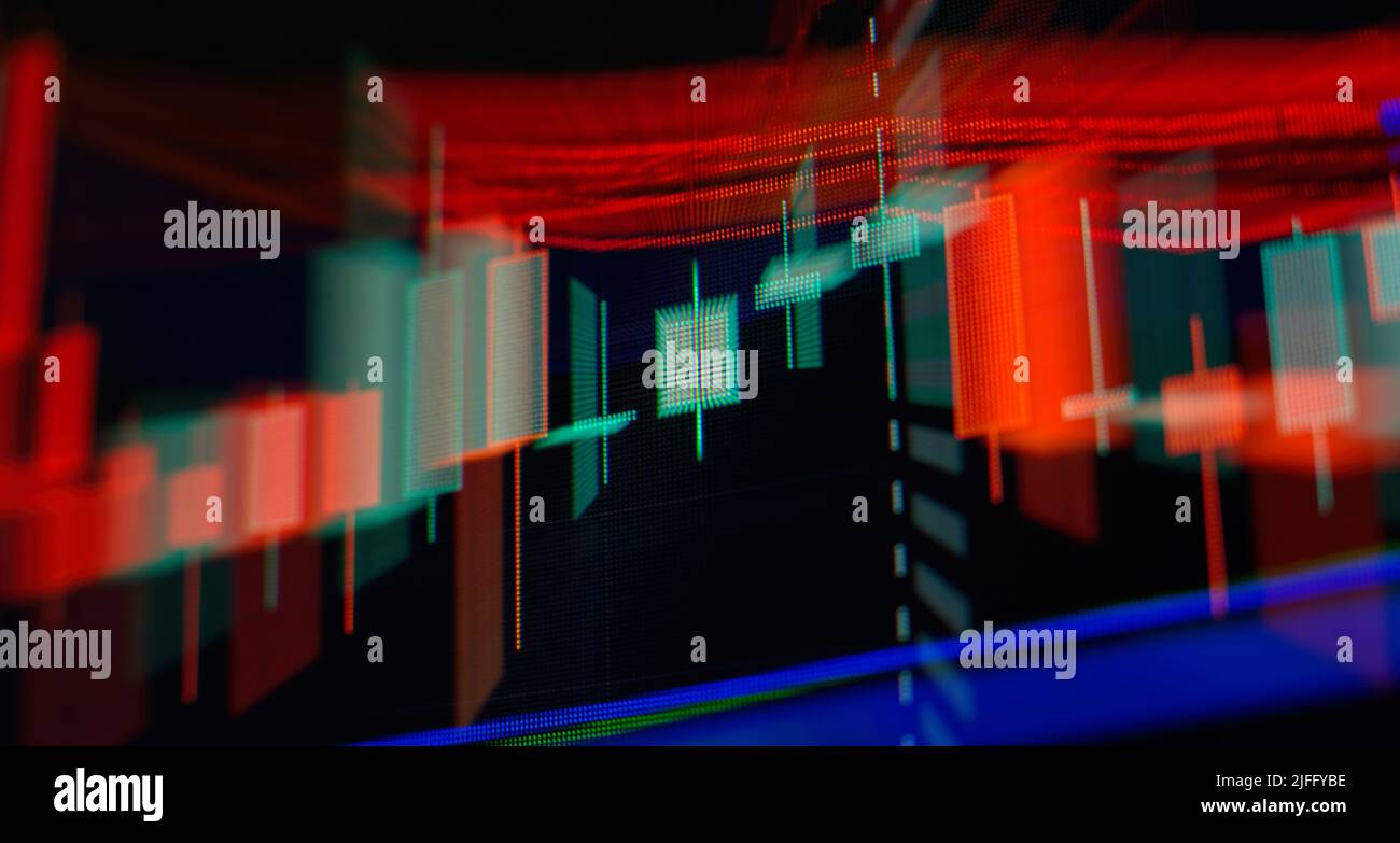 Chart on LED display concept. A large display of daily stock market ...