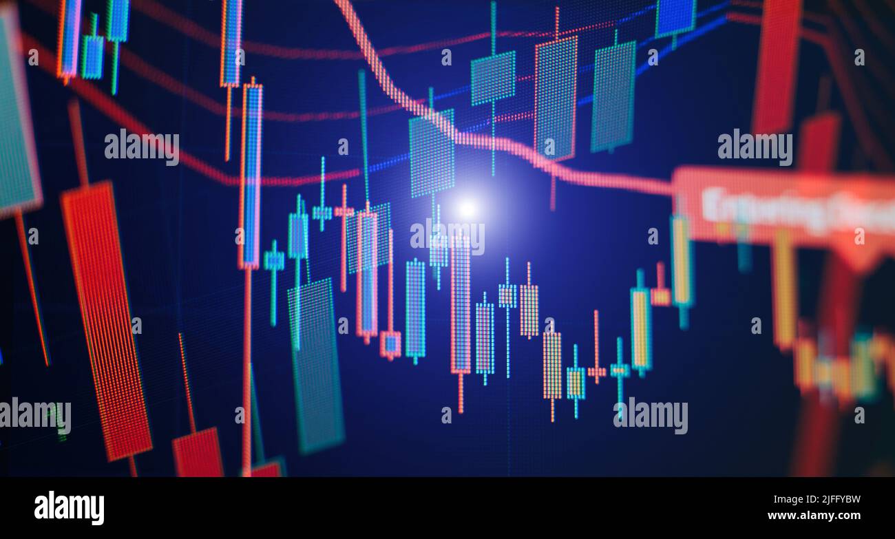 Chart on LED display concept. A large display of daily stock market ...