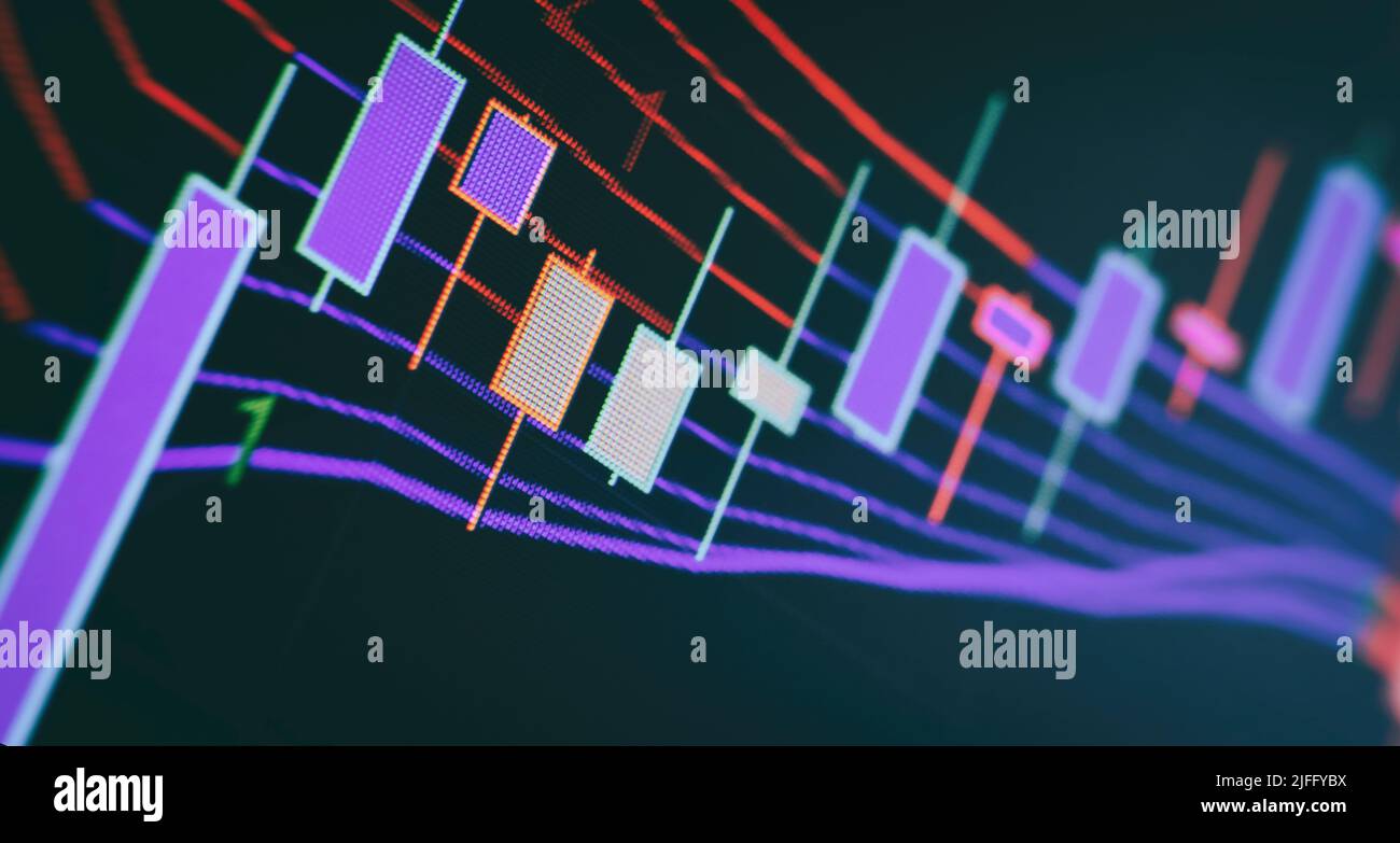 Chart on LED display concept. A large display of daily stock market ...
