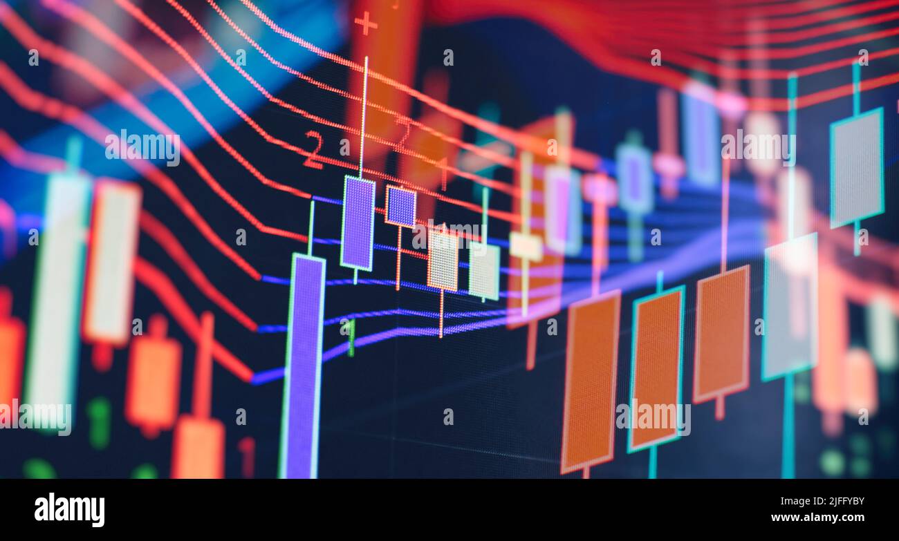 Chart on LED display concept. A large display of daily stock market ...