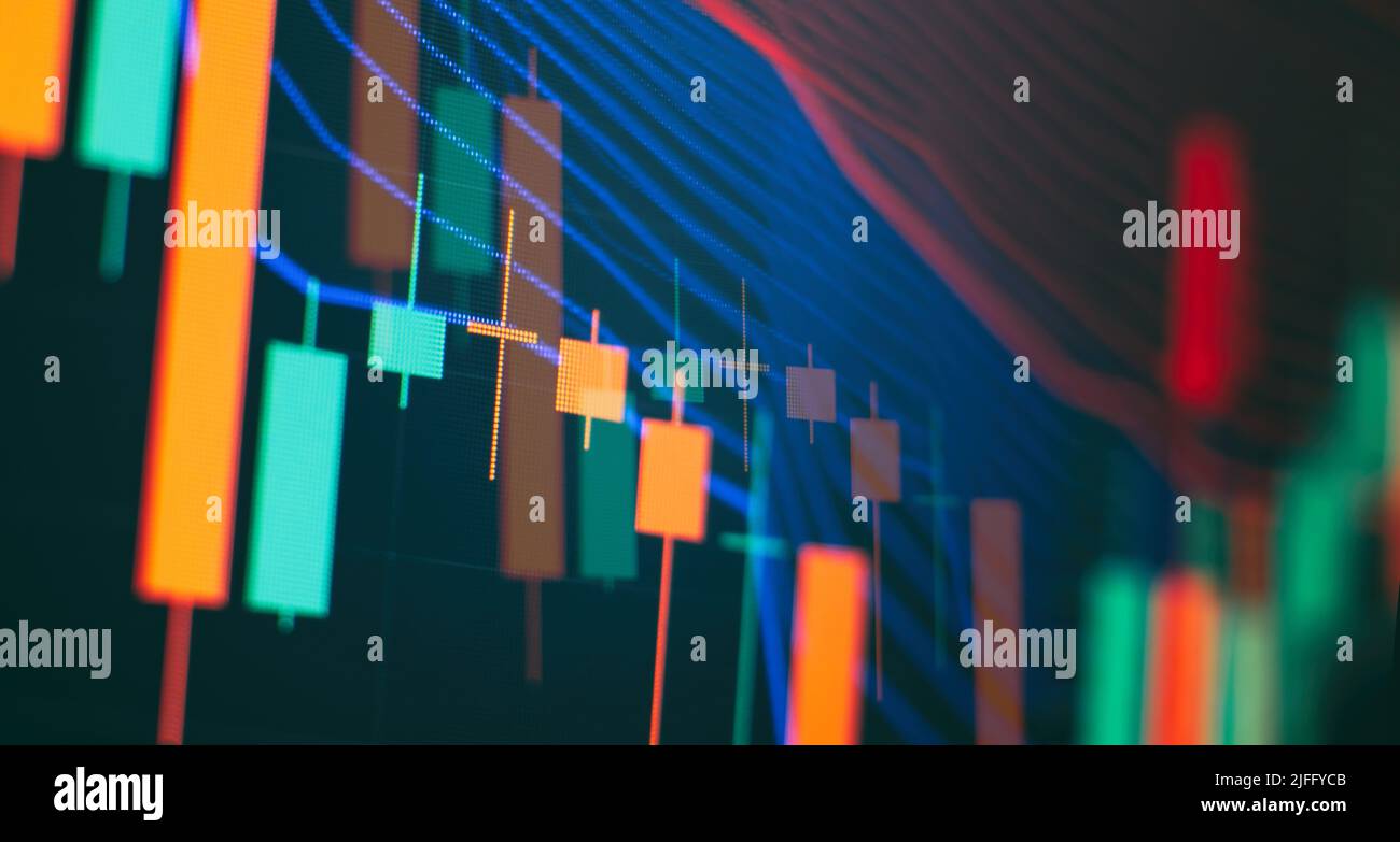 Stock index on the computer monitor . Financial data on a monitor which ...