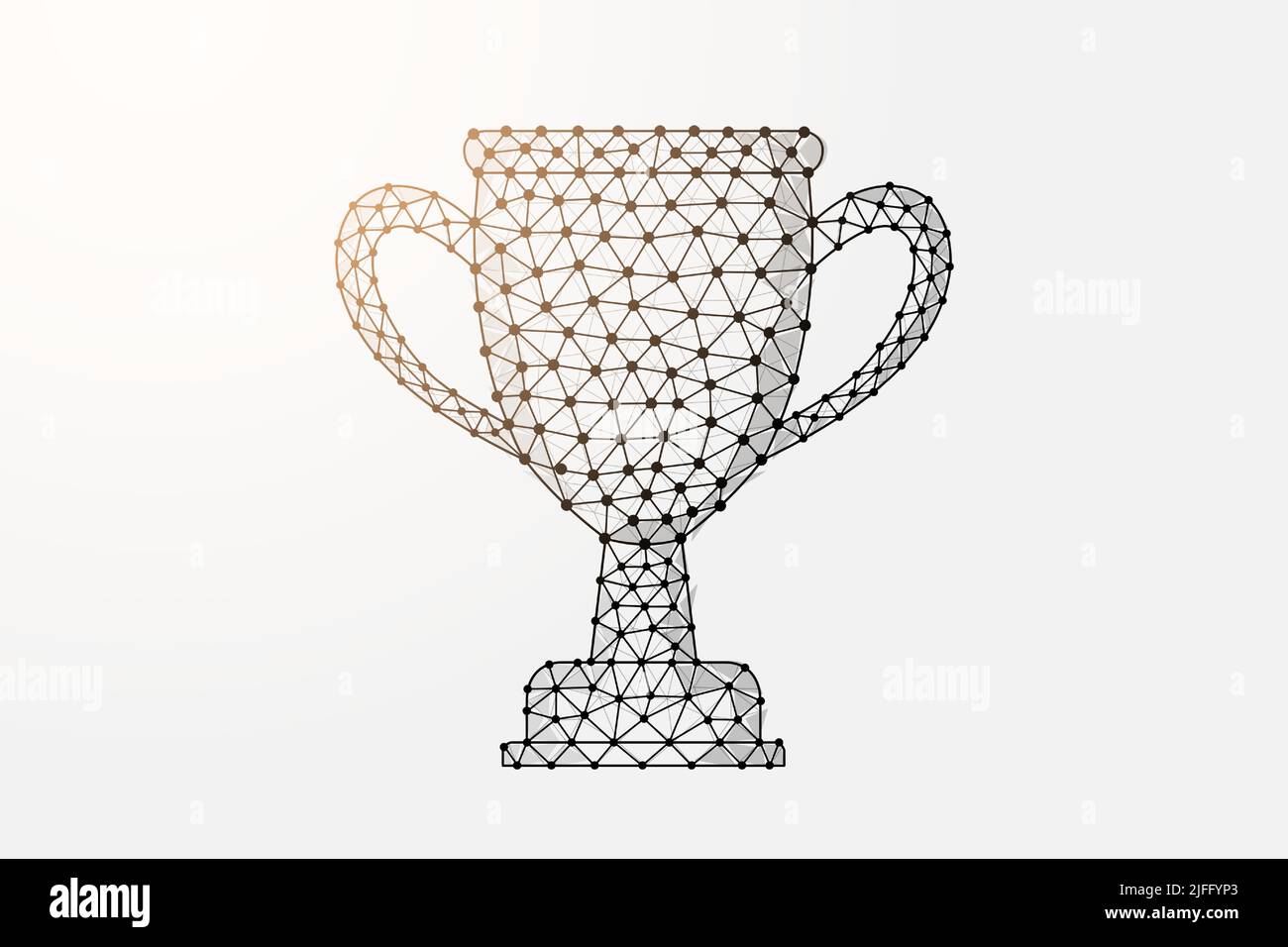 Trophy cup 3d low poly symbol with connected dots. Champion, award, prize design vector ...