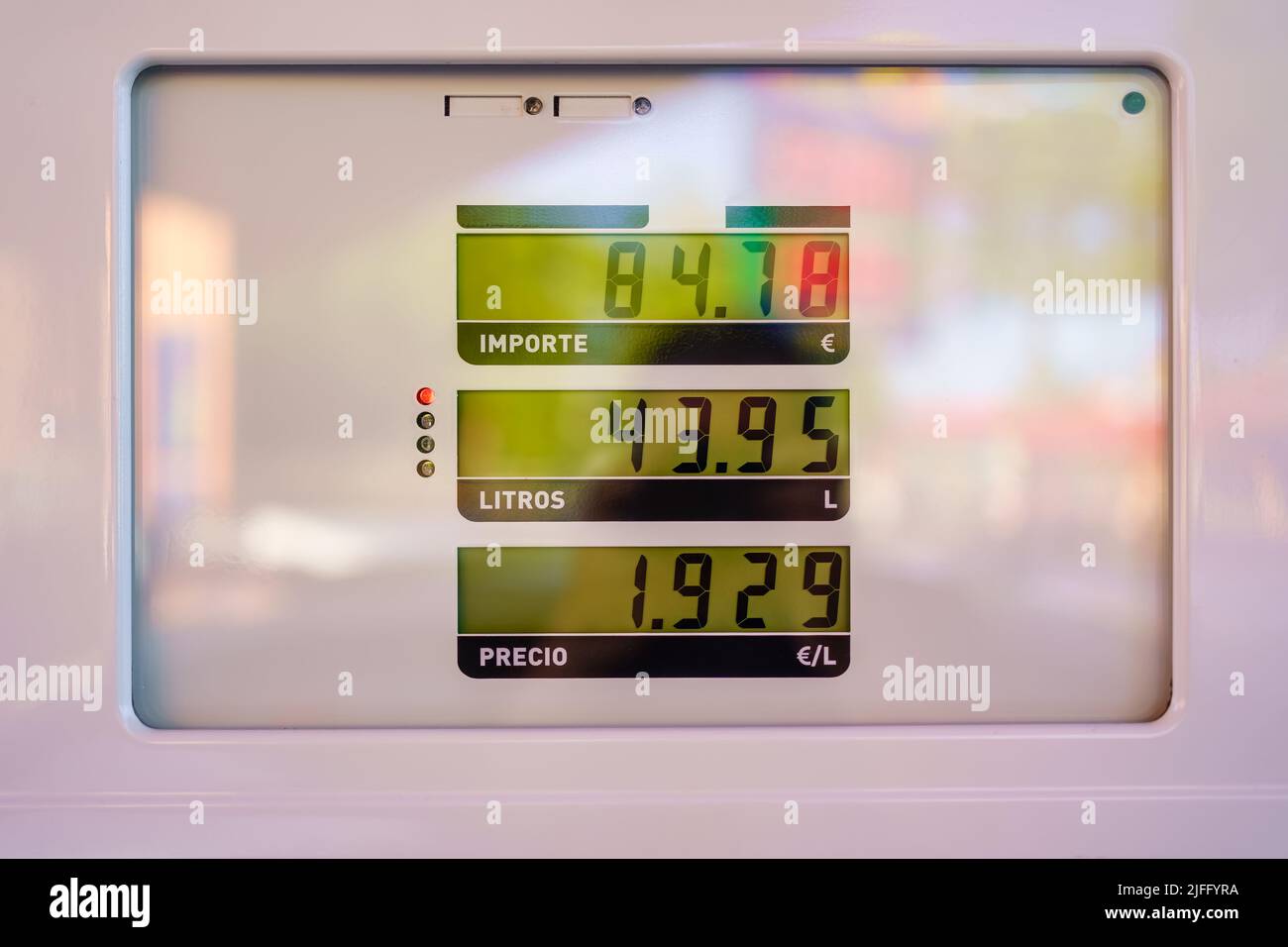 Price screen of a gas station with the unstoppable rise in fuel prices ...
