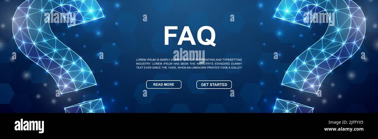 Question mark polygonal symbol for promotion banner. Horizontal low poly poster illustration ...