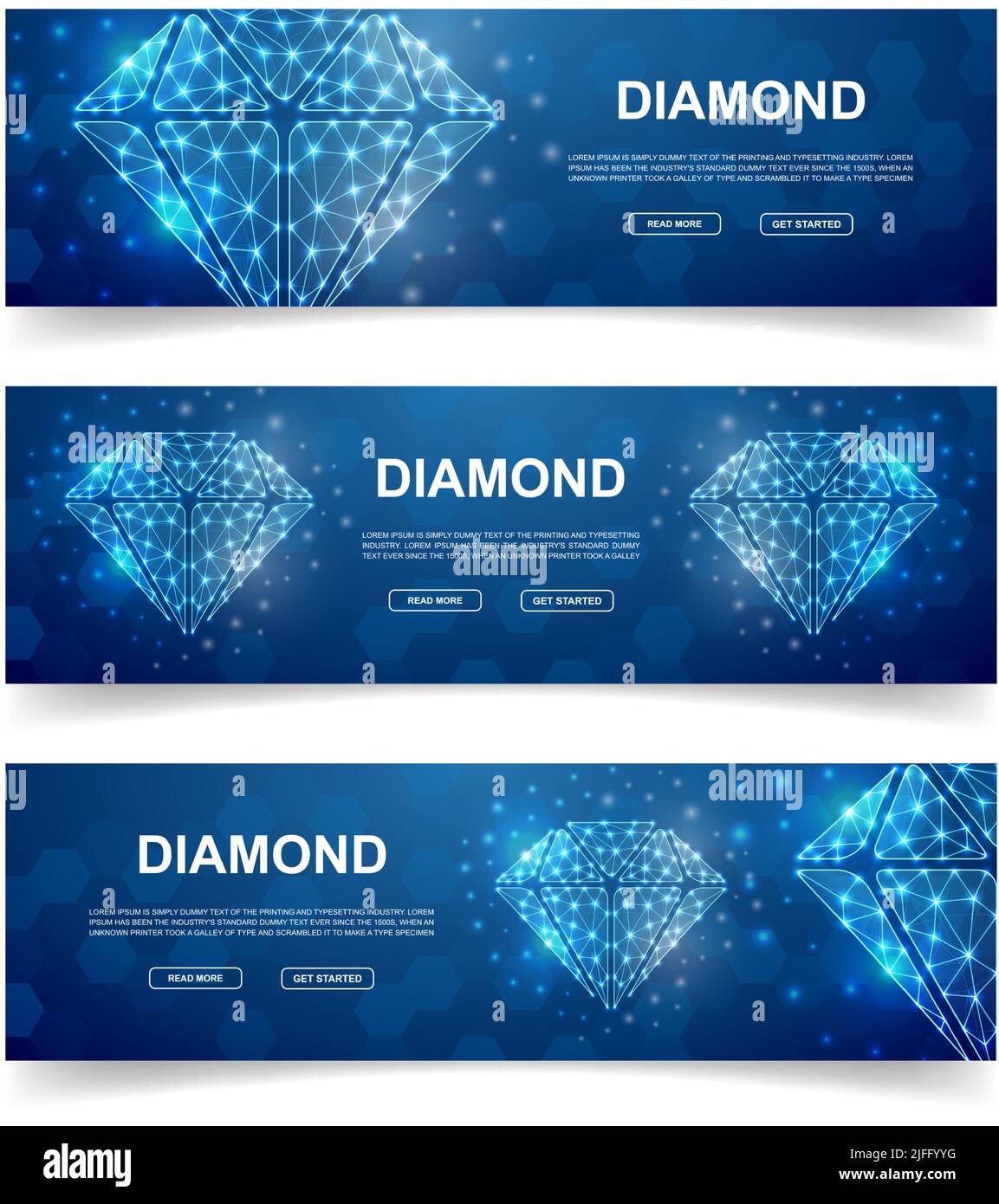Set of three Diamond horizontal banners. Horizontal illustration for ...
