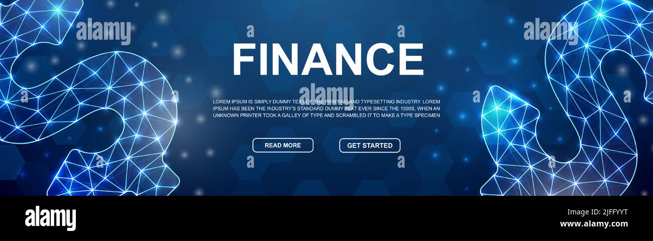 Dollar polygonal horizontal banner. Money low poly symbol for head ...