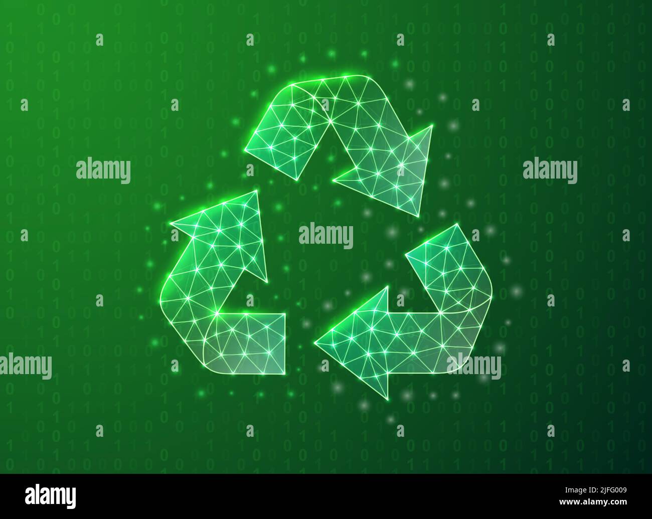 Recycle polygonal symbol with binary code background. Waste recycling concept design ...