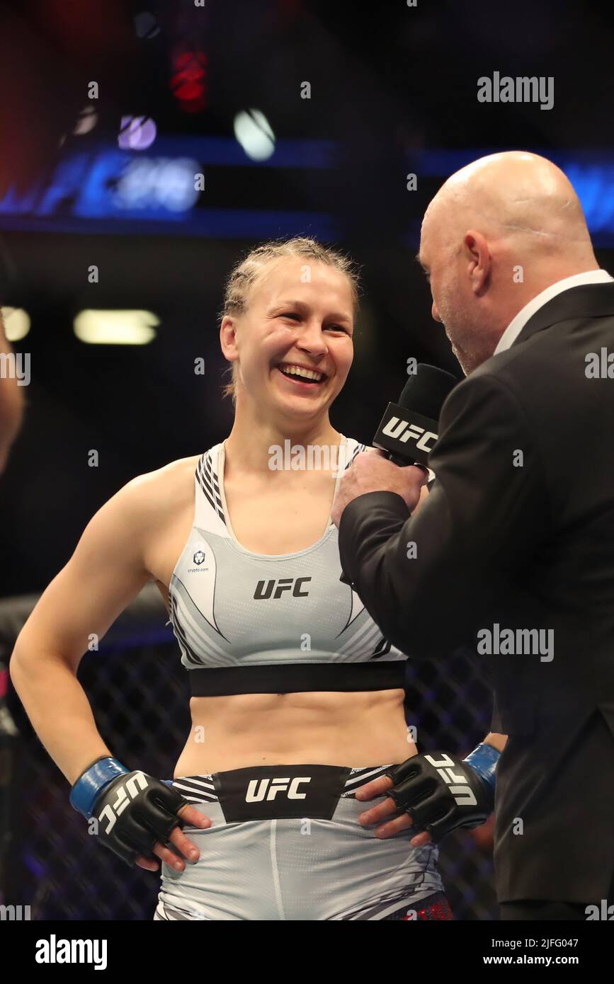 LAS VEGAS, NV - JULY 2: Julija Stoliarenko celebrates her victory over ...