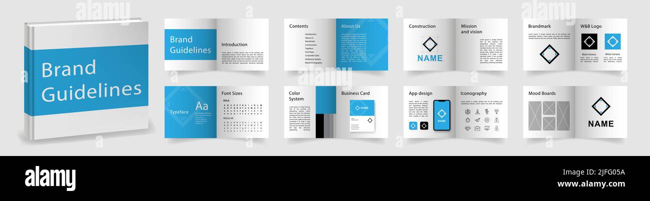 Brand Guidelines template. Light Blue Logo Guideline template. Multi ...
