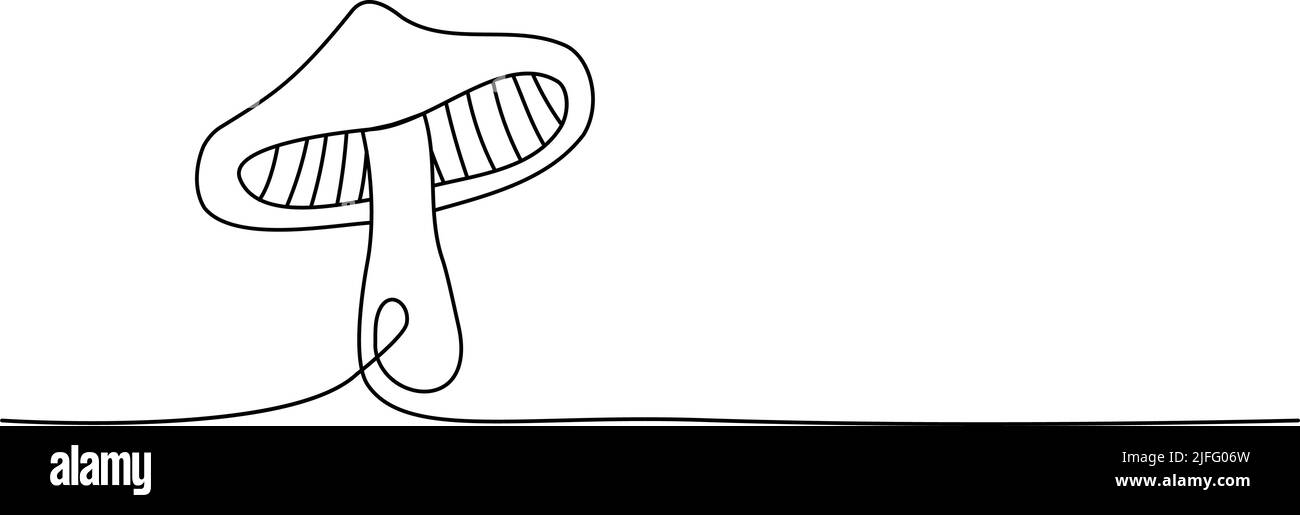 Mushroom one line continuous drawing. Mushroom continuous one line ...
