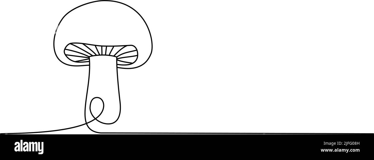 Mushroom one line continuous drawing. Mushroom continuous one line ...