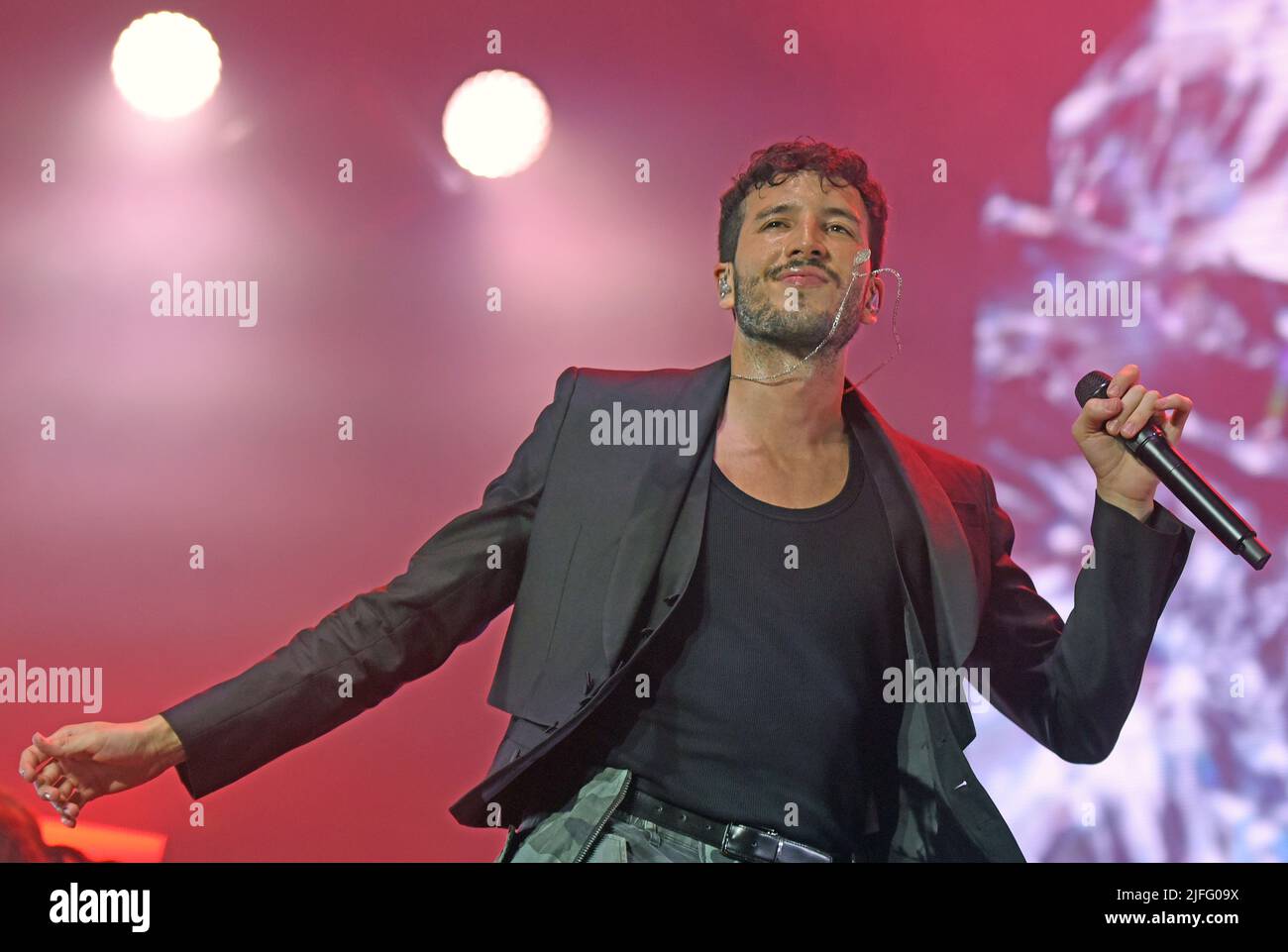 Colombian singer Sebastian Yatra performs at the Tarraco Arena ...
