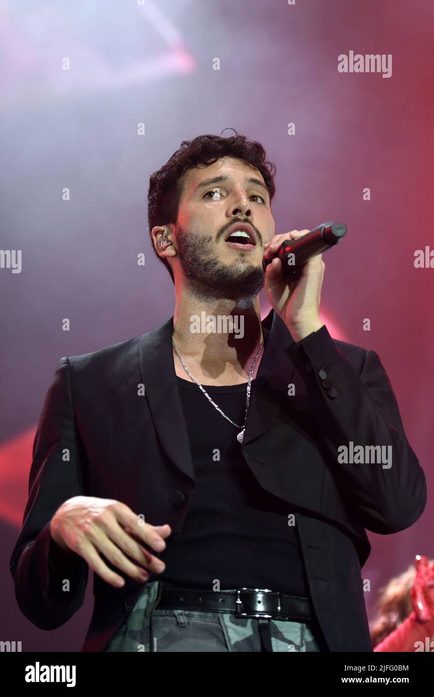 Colombian singer Sebastian Yatra performs at the Tarraco Arena ...
