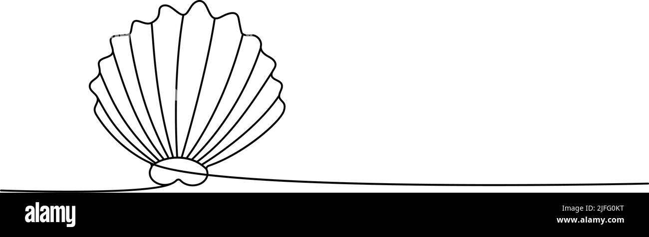 Set of Shellfish one line continuous drawing. Shell continuous one line ...