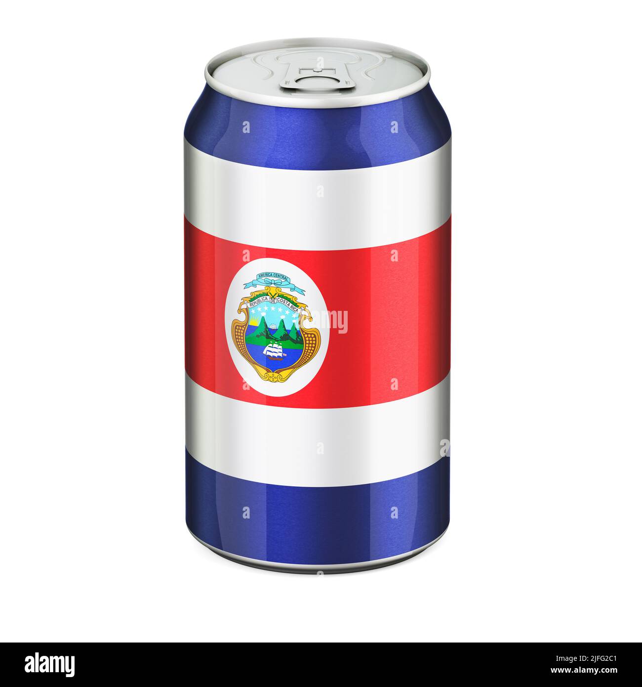 Costa Rican flag painted on the drink metallic can. 3D rendering ...
