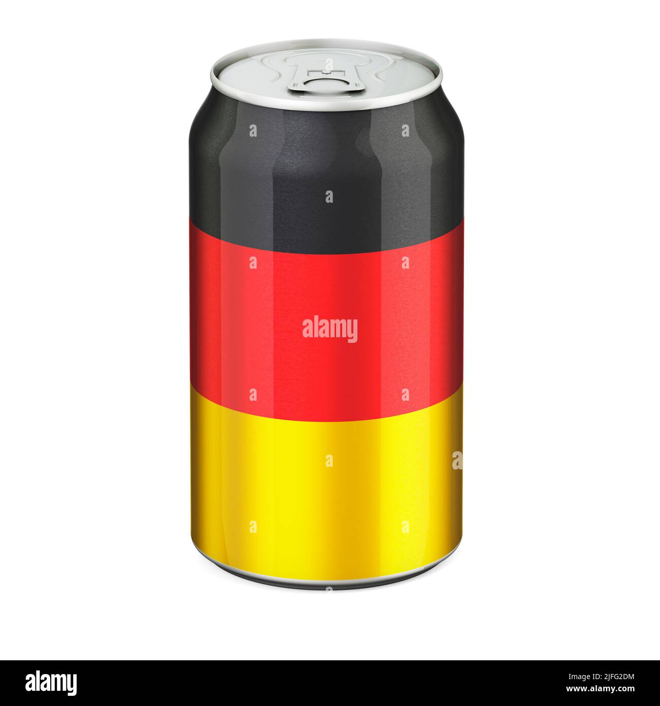 German flag painted on the drink metallic can. 3D rendering isolated on ...