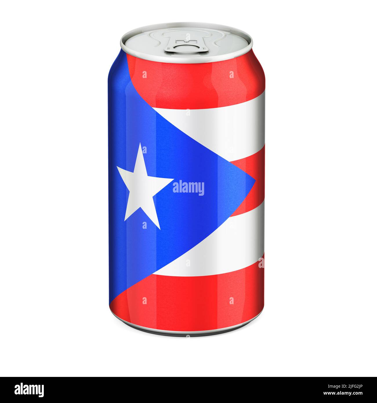Puerto Rican flag painted on the drink metallic can. 3D rendering ...