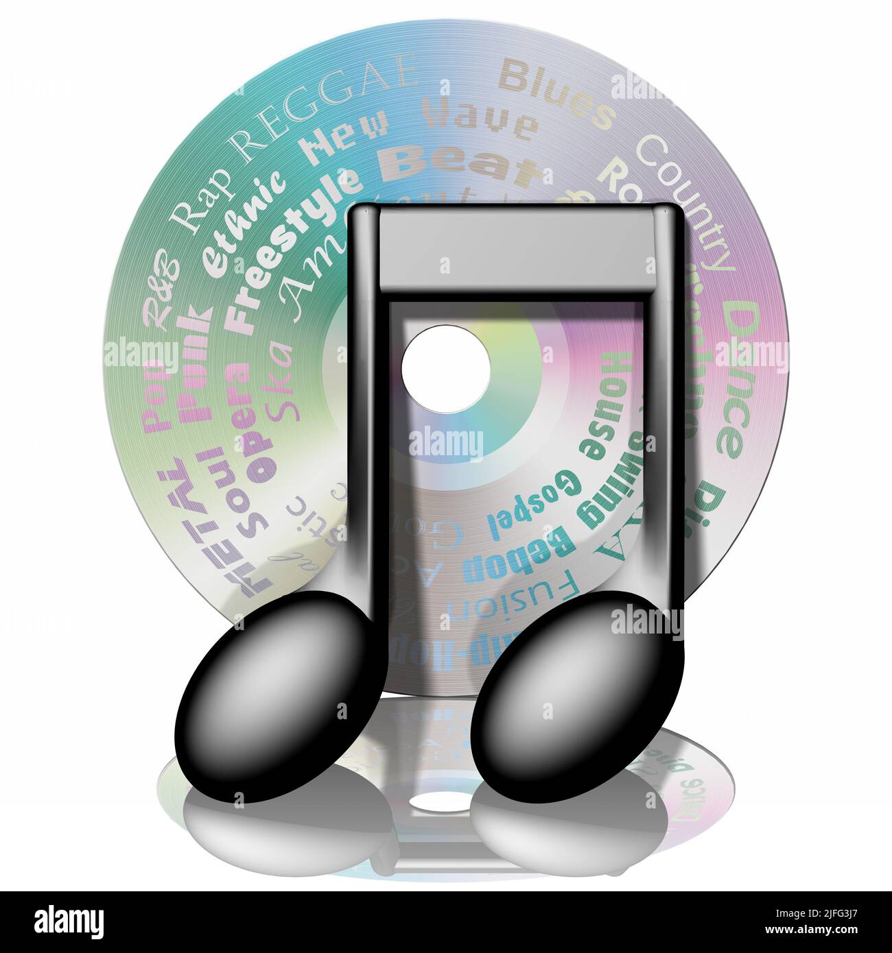 3D illustration. Music CD with musical note isolated on white ...