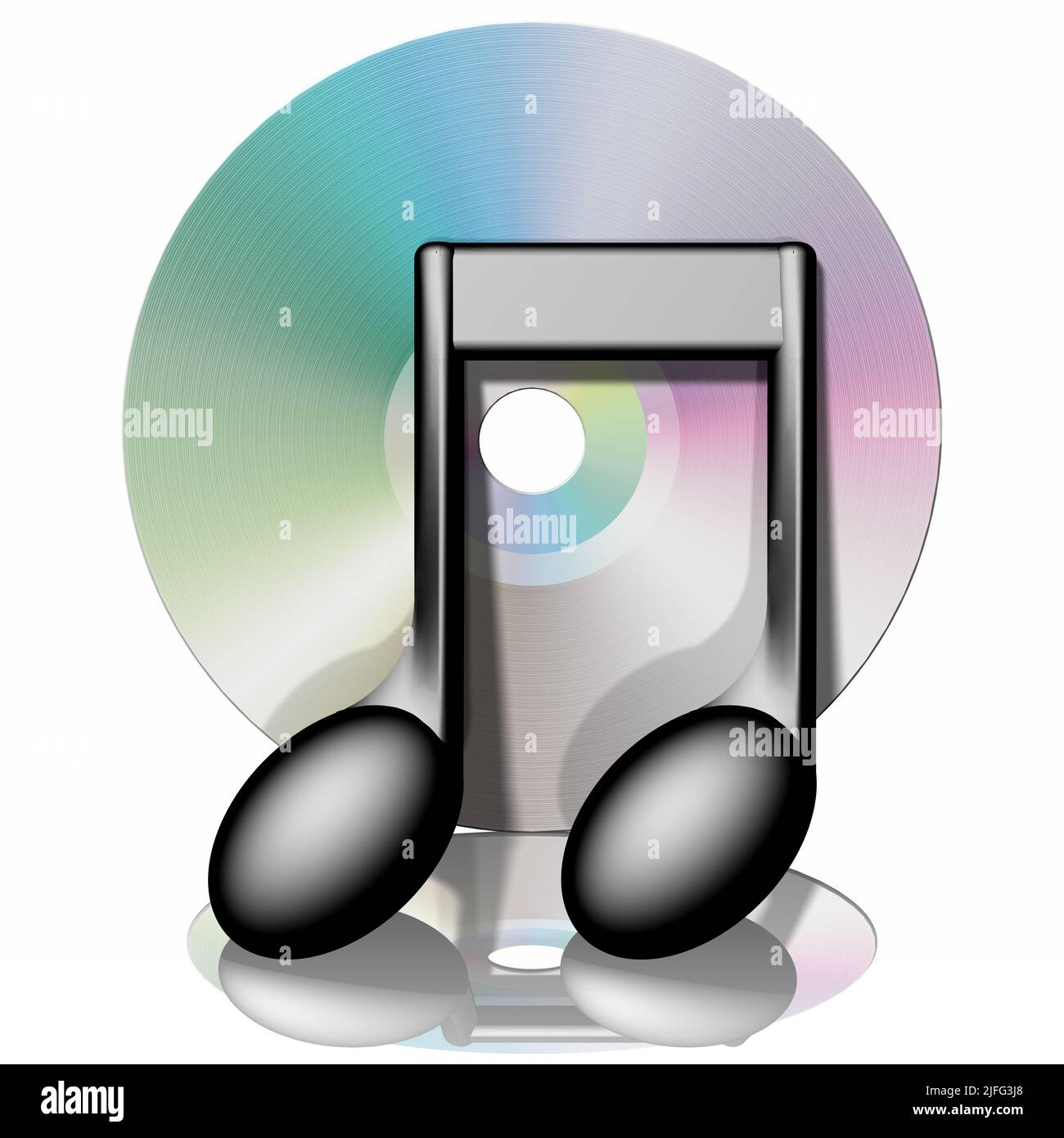 3D illustration. Music CD with musical note isolated on white ...