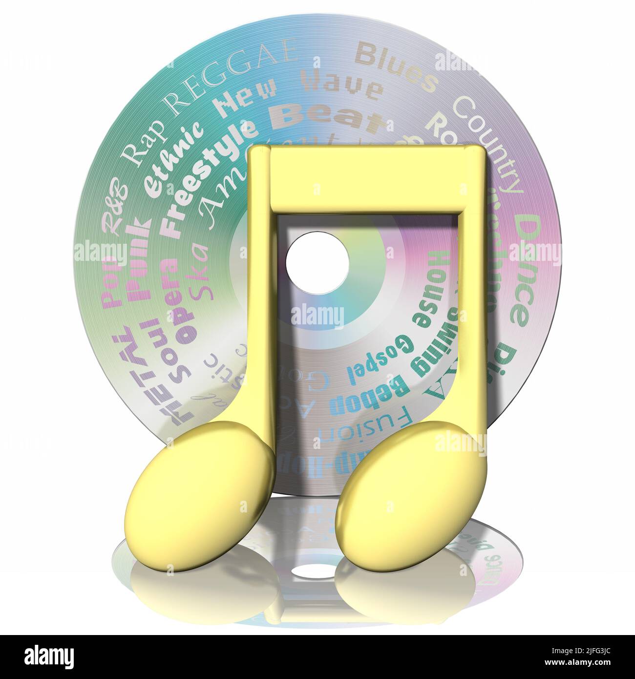 3D illustration. Music CD with musical note isolated on white ...