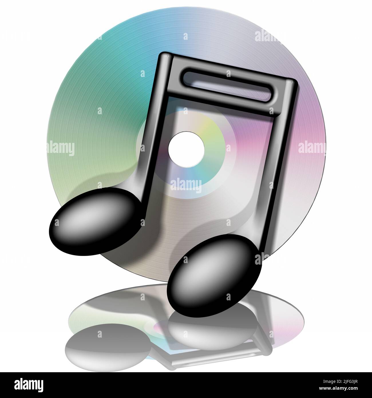 3D illustration. Music CD with musical note isolated on white ...