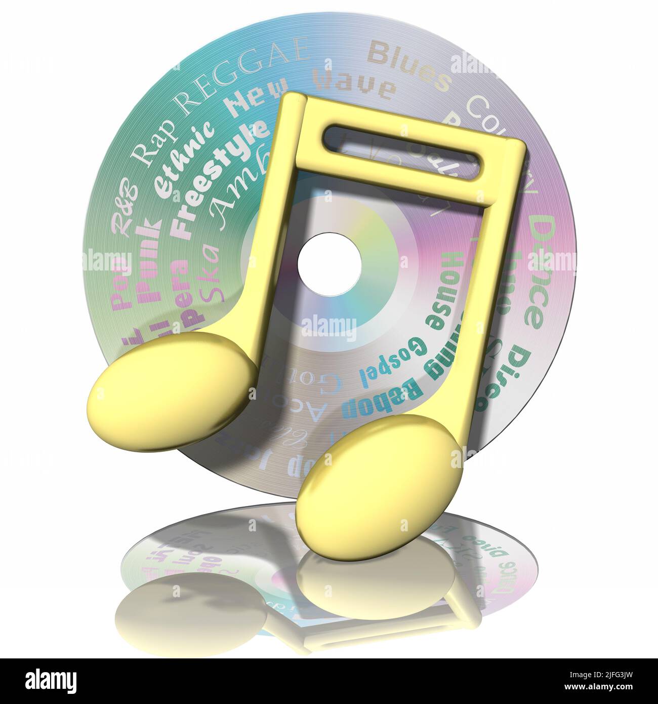 3D illustration. Music CD with musical note isolated on white ...
