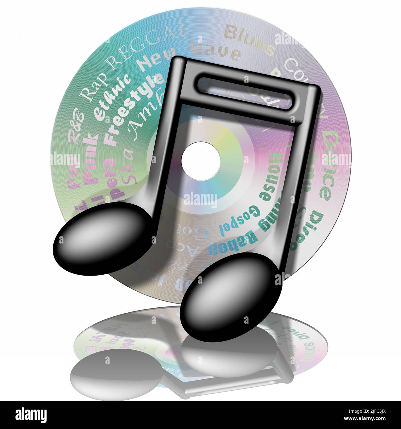 3D illustration. Music CD with musical note isolated on white ...