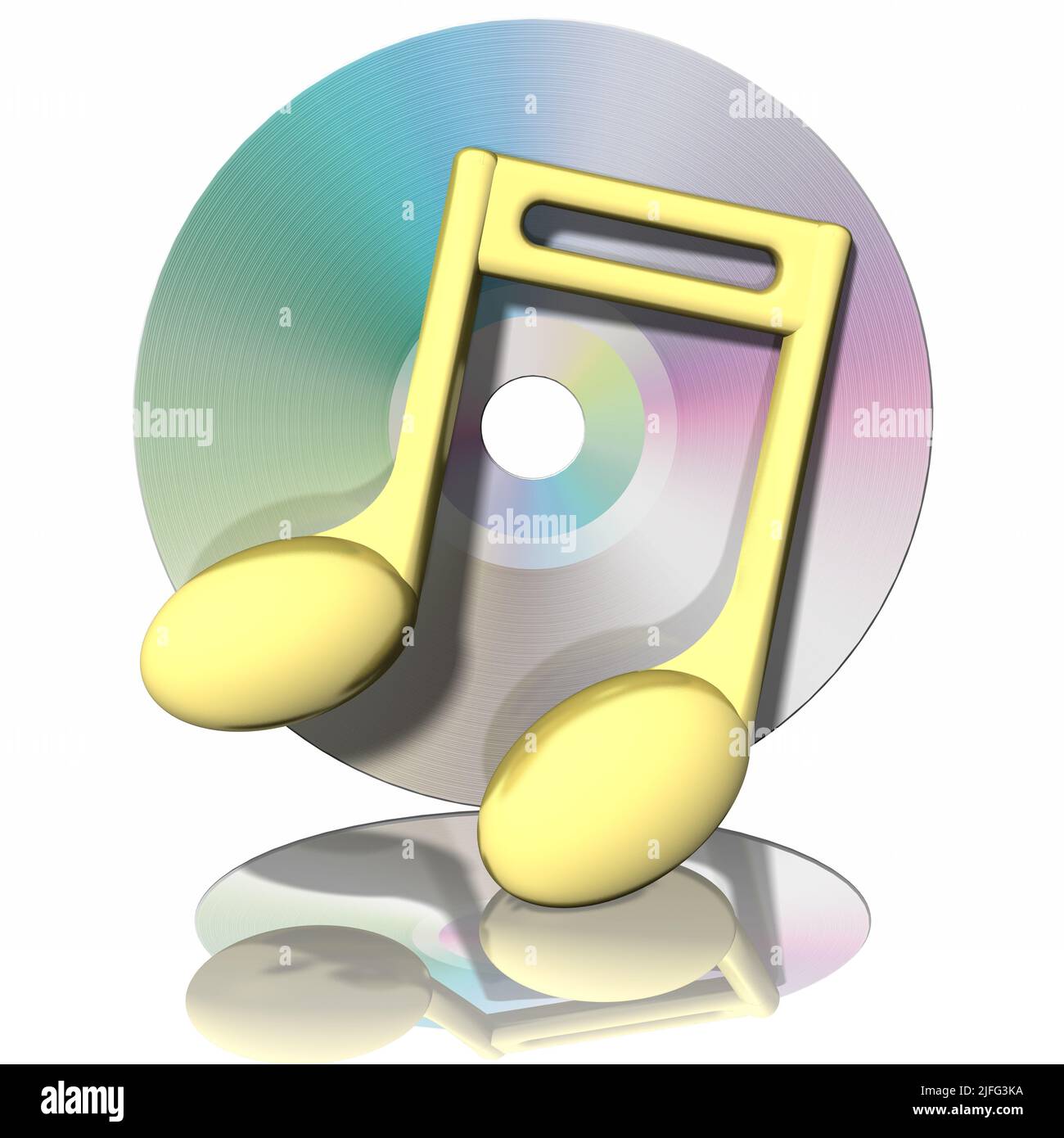 3D illustration. Music CD with musical note isolated on white ...