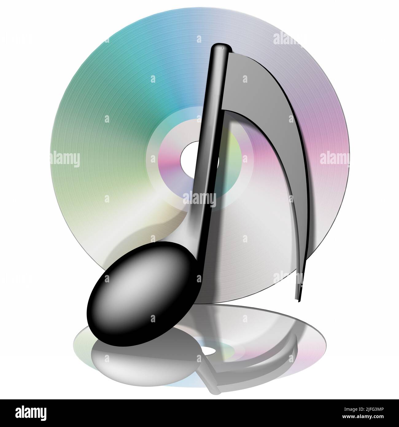 3D illustration. Music CD with musical note isolated on white ...