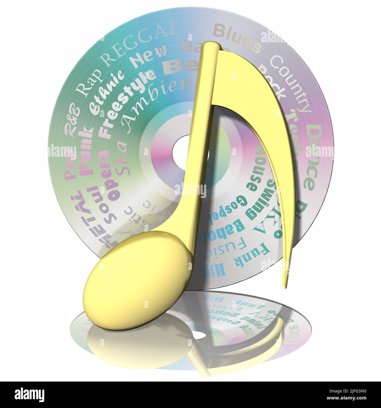 3D illustration. Music CD with musical note isolated on white ...