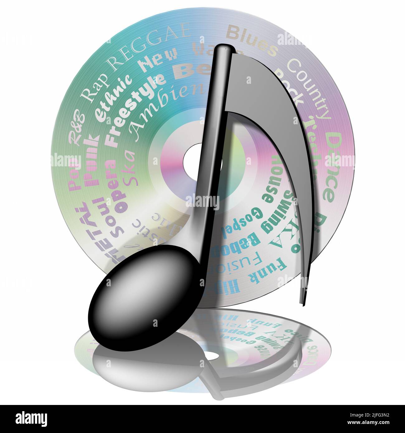 3D illustration. Music CD with musical note isolated on white ...