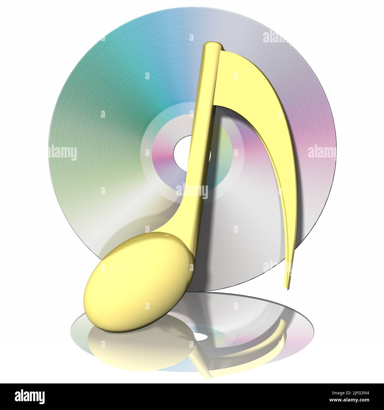 3D illustration. Music CD with musical note isolated on white ...