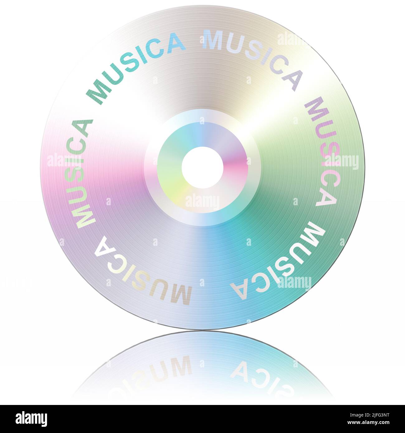 3D illustration. Music genres. CD isolated, with reflection, on white ...