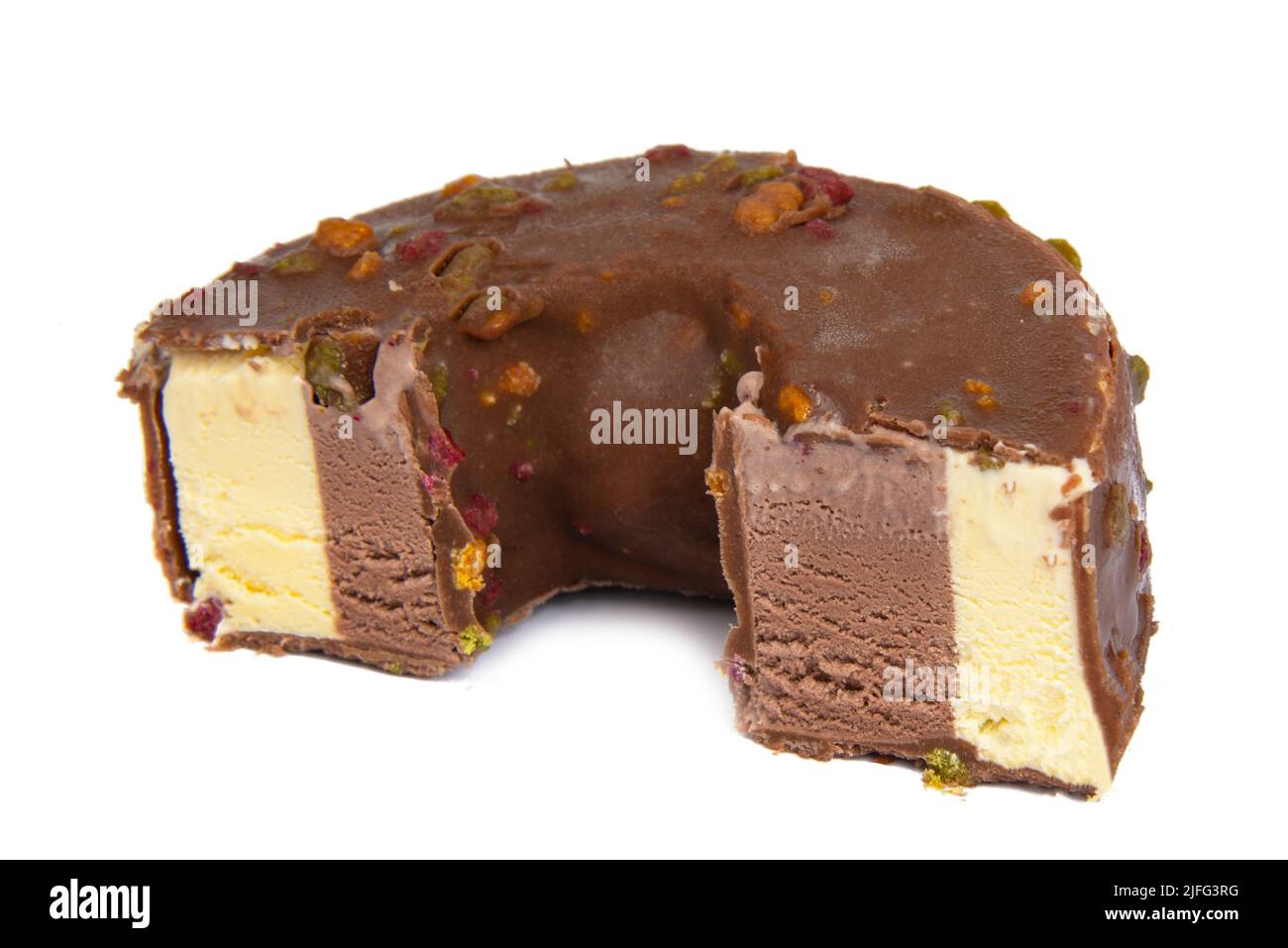 Chocolate round circle ice cream isolated on the white background Stock ...